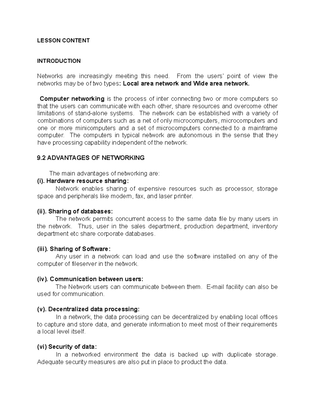 Networking 101 - LESSON CONTENT INTRODUCTION Networks are increasingly ...