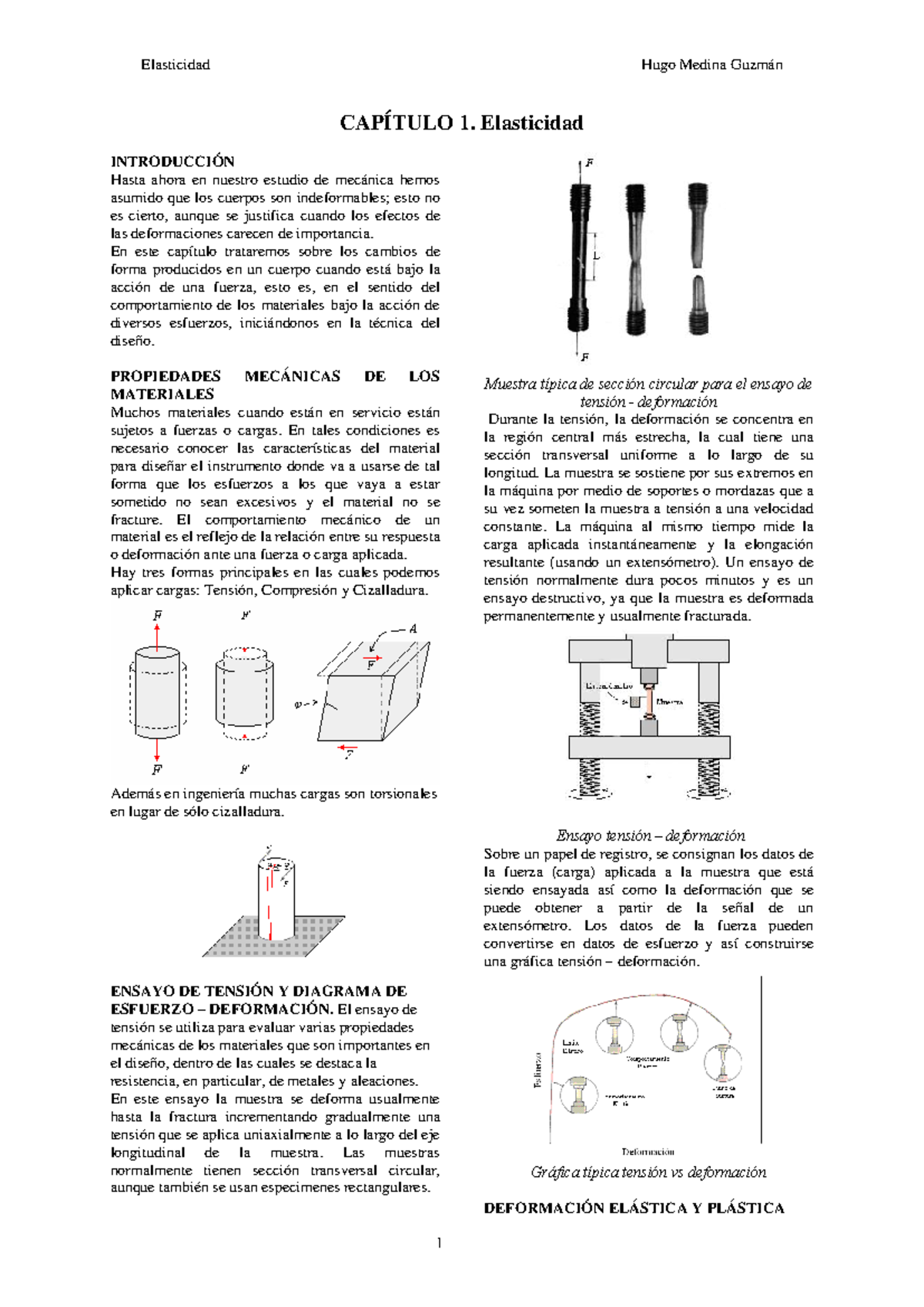 Elasticidad Fisica 2 ejercicios resuelto - CAPÍTULO 1. Elasticidad INTRODUCCIÓN Hasta ahora en ...