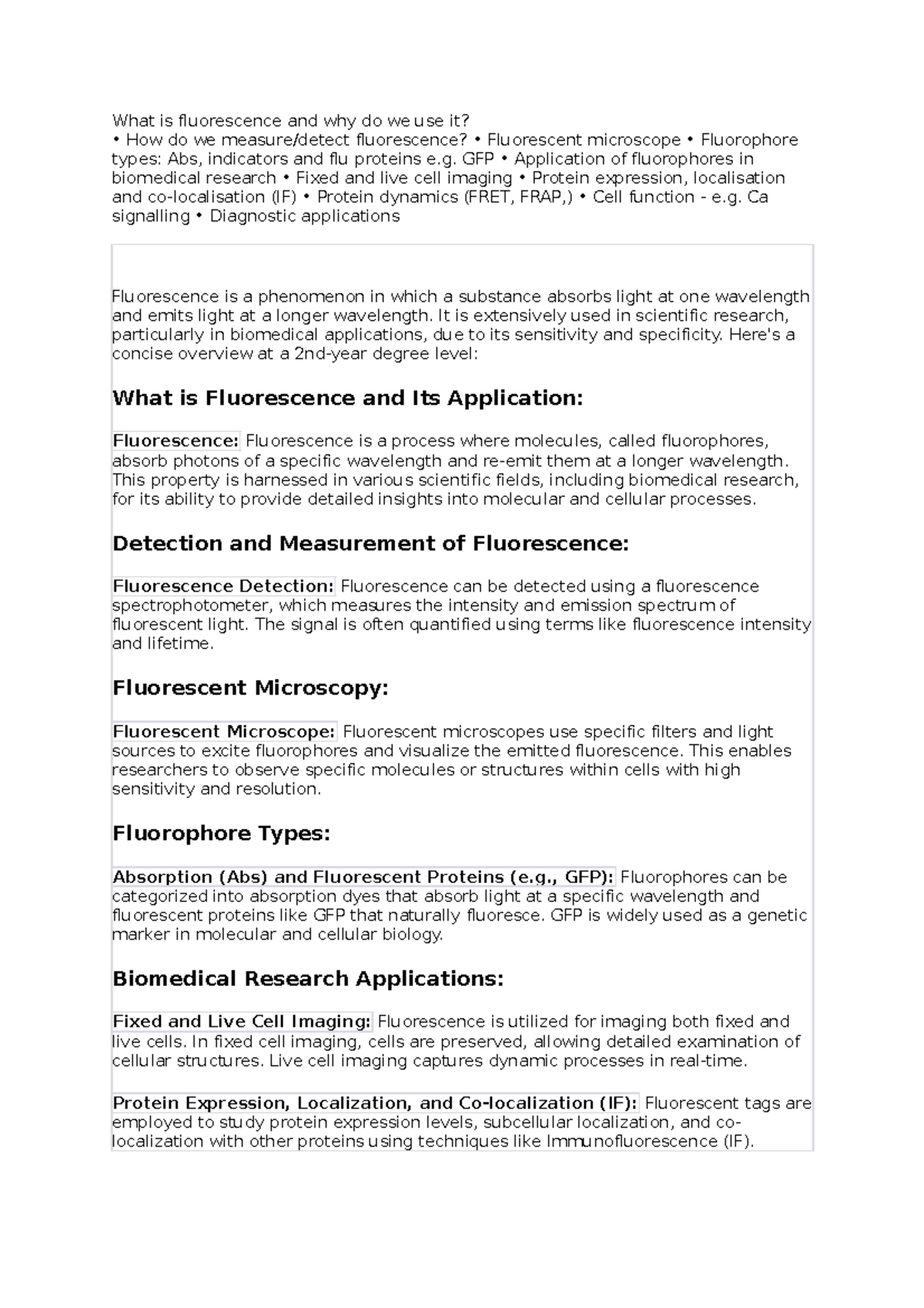 What is fluorescence and why do we use it - GFP • Application of ...