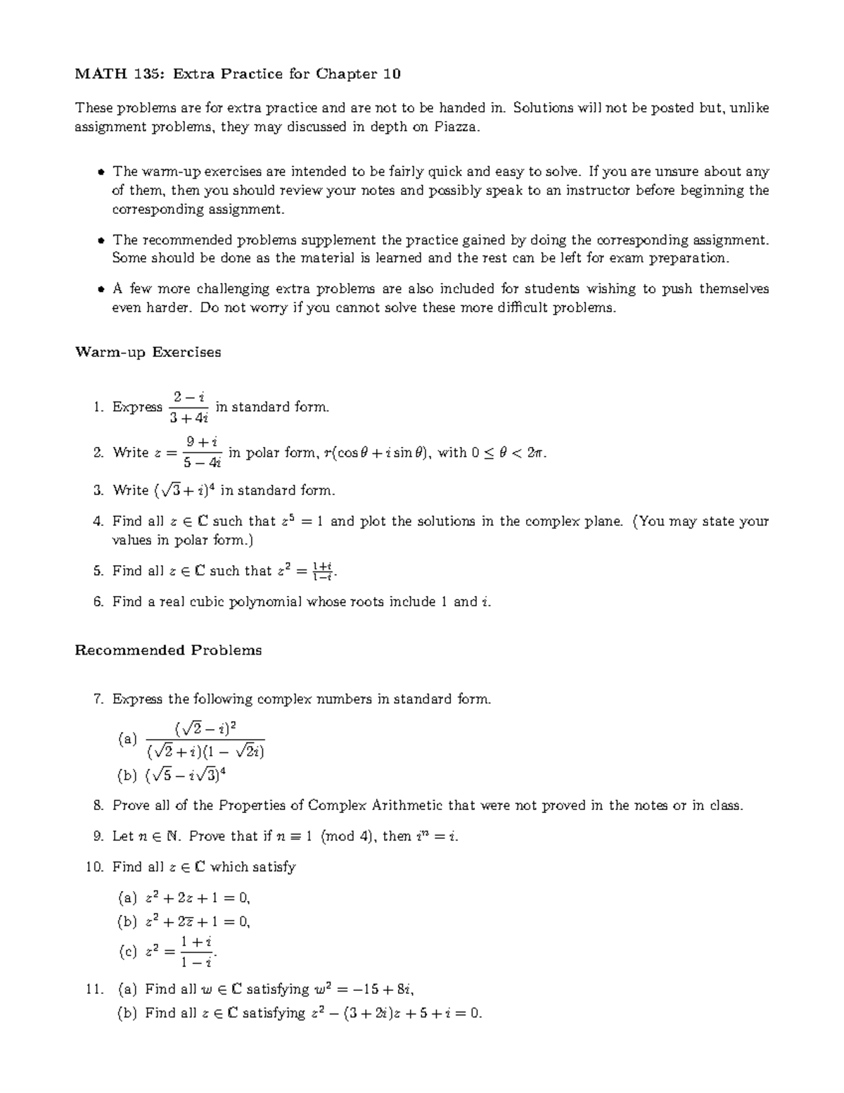 EP10 - Extra Practice - MATH 135: Extra Practice for Chapter 10 These ...