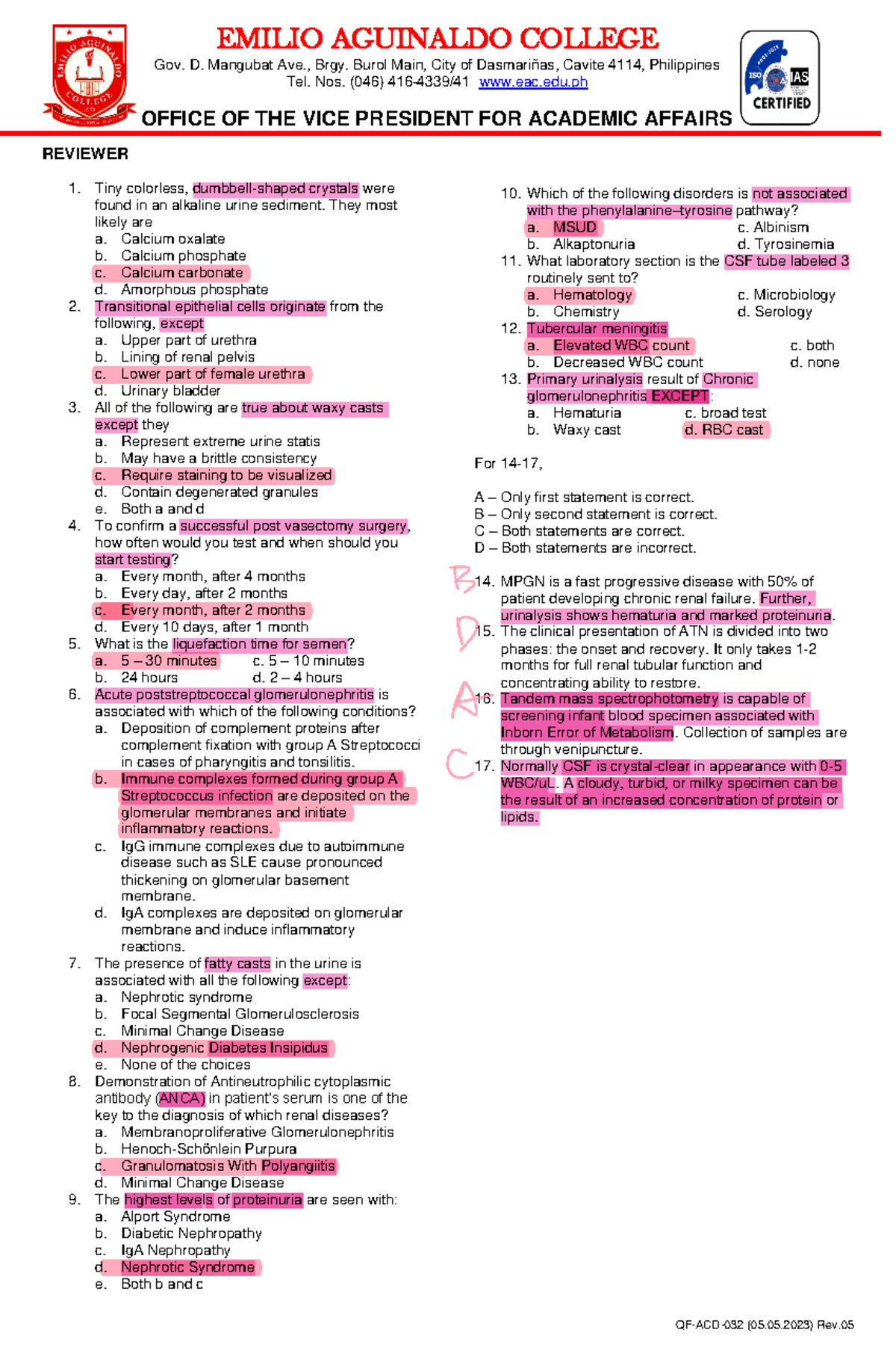 AUBF Reviewer - Lesson Plan Elem - Edit - QF-ACD-032 (05.05) Rev ...
