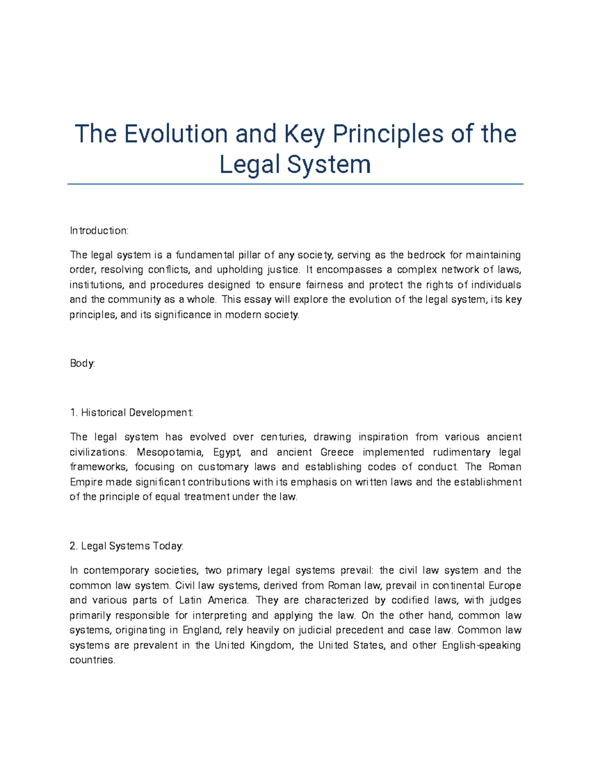 The Evolution and Key Principles of the Legal System - The Evolution ...