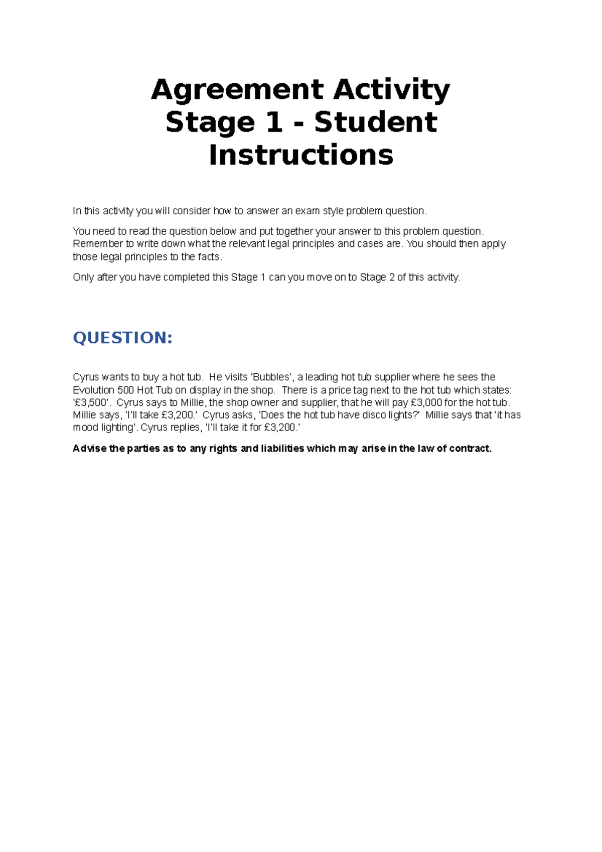 Agreement Activity Stage 1 - Student Instructions-1 - Agreement ...