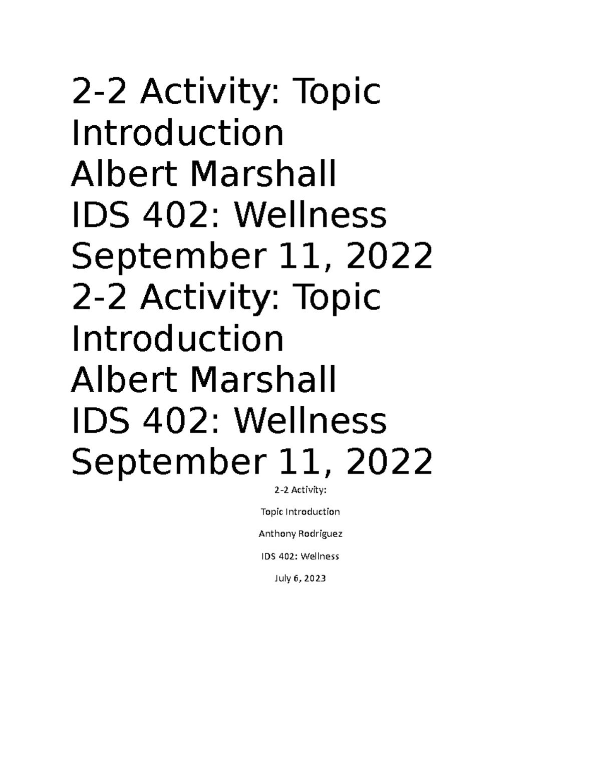 2-2 paper ids 402 - 2-2 Activity: Topic Introduction Albert Marshall ...