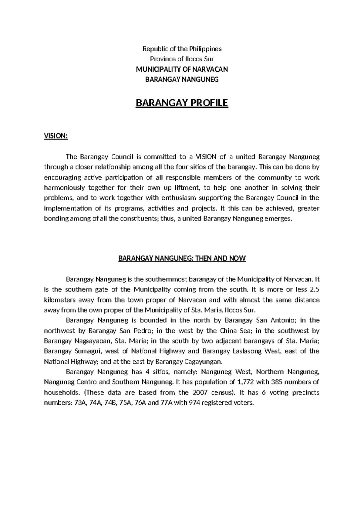 Barangay-Profile - Profile Background - Republic of the Philippines ...