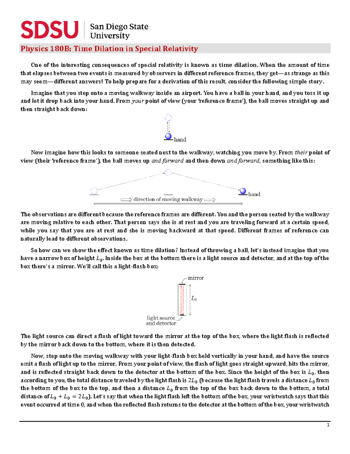 Physics 180B-Handout on Time Dilation in Special Relativity - Physics ...
