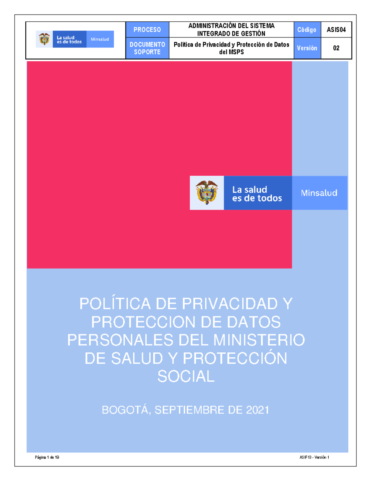 Politica de Privacidad y Protección de Datos de Mi Vacuna - PROCESO ...