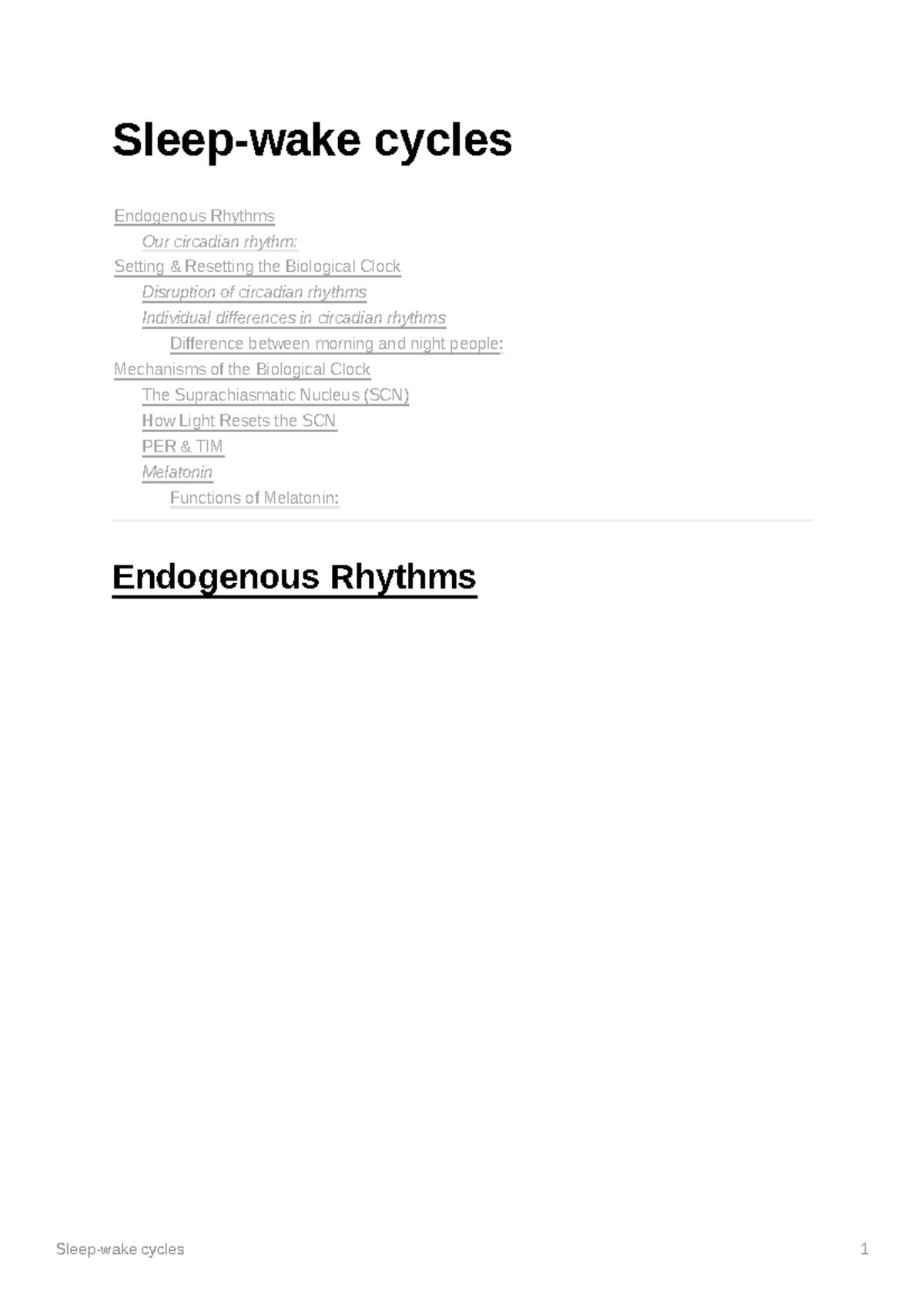 Sleep-wake cycles - Sleep-wake cycles Endogenous Rhythms Endogenous ...
