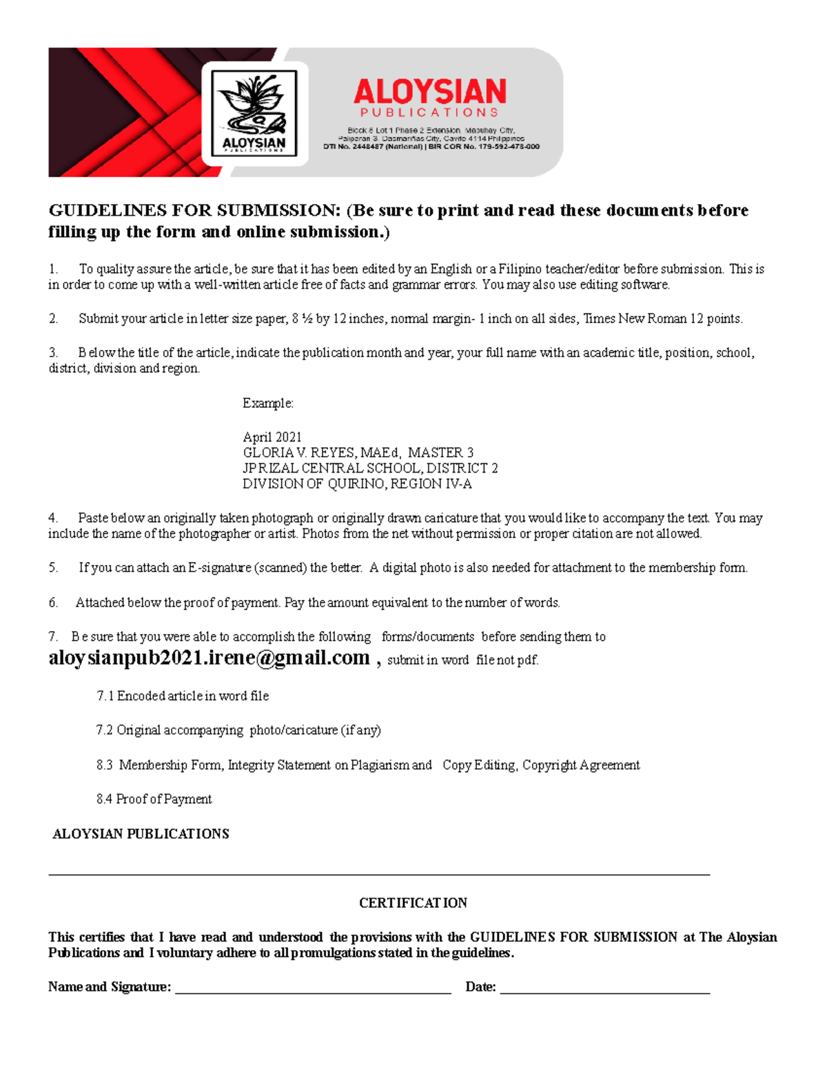 Forms-for-Submission form subs - GUIDELINES FOR SUBMISSION: (Be sure to ...