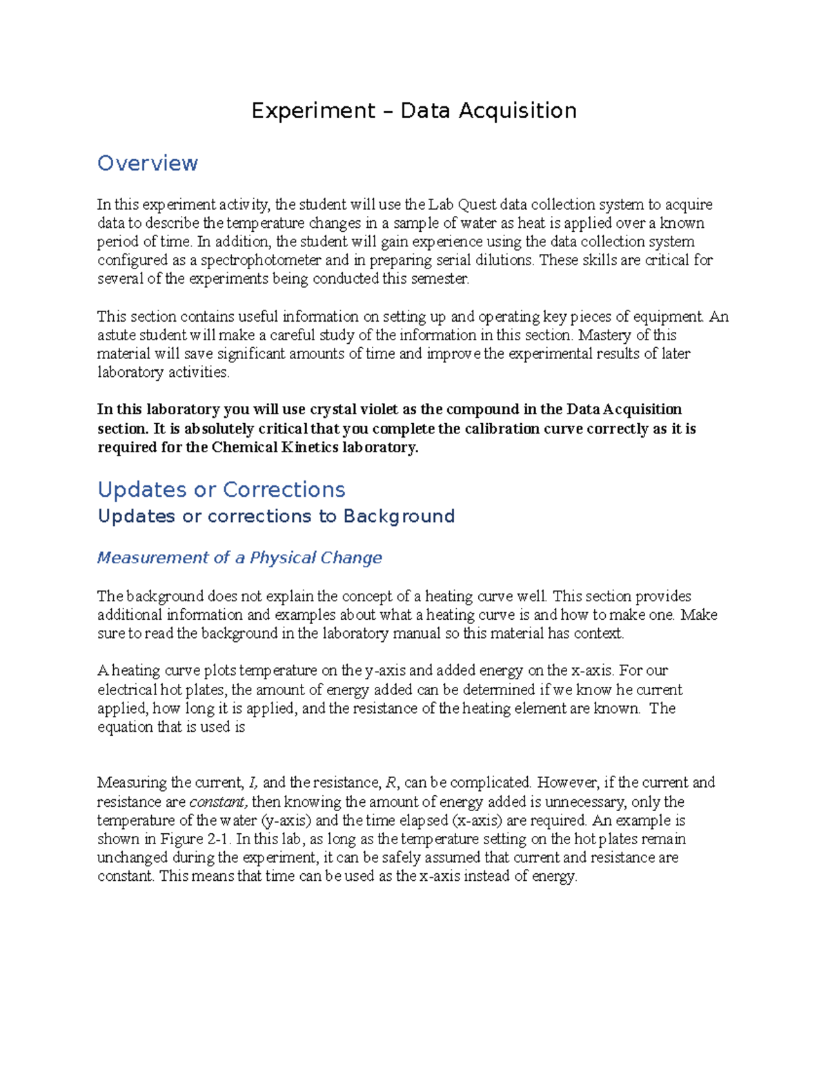 CHM115L Lab-2 Data Acquisition Procedures SU22 - Experiment – Data ...