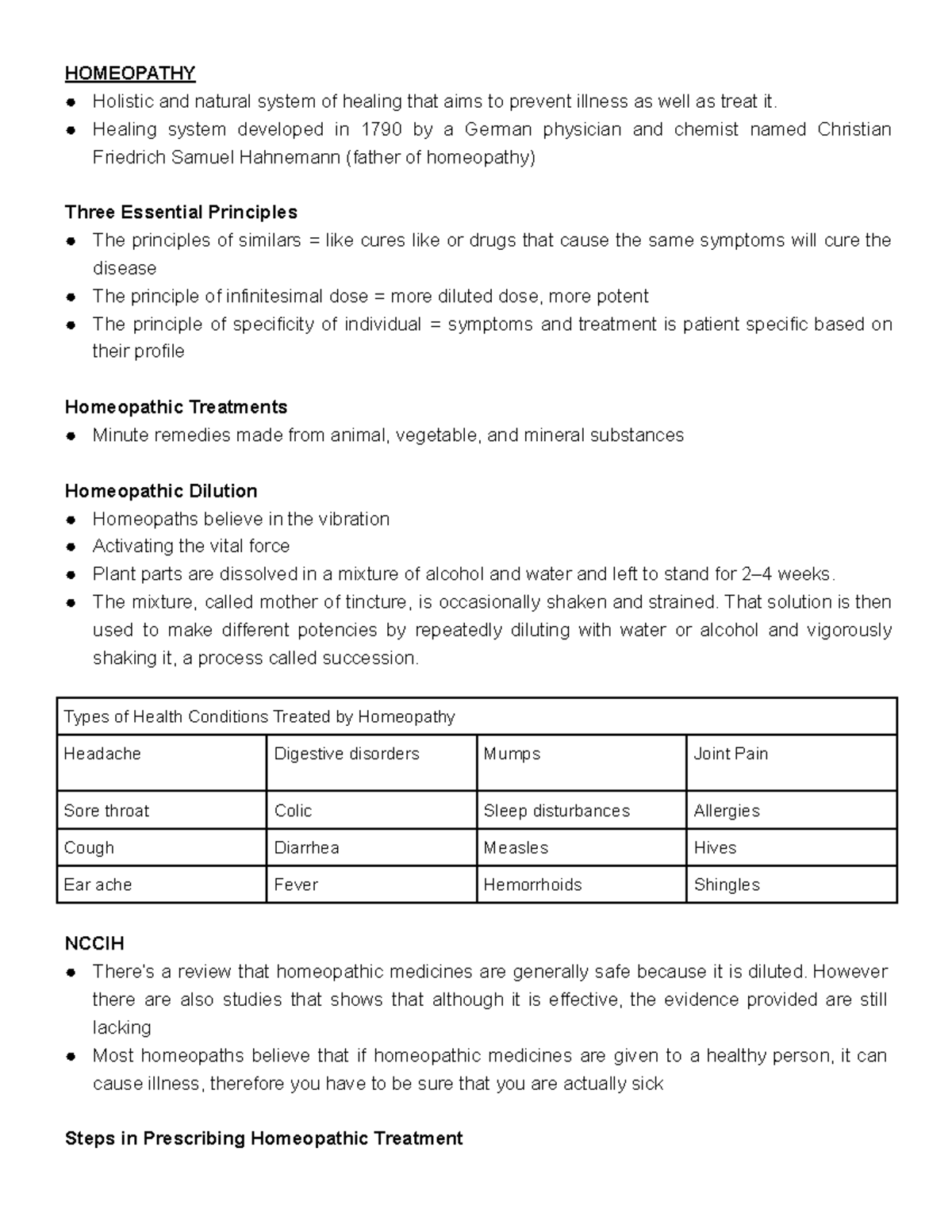 Complementary and Alternative Medicine Homeopathy Part 1 - HOMEOPATHY ...