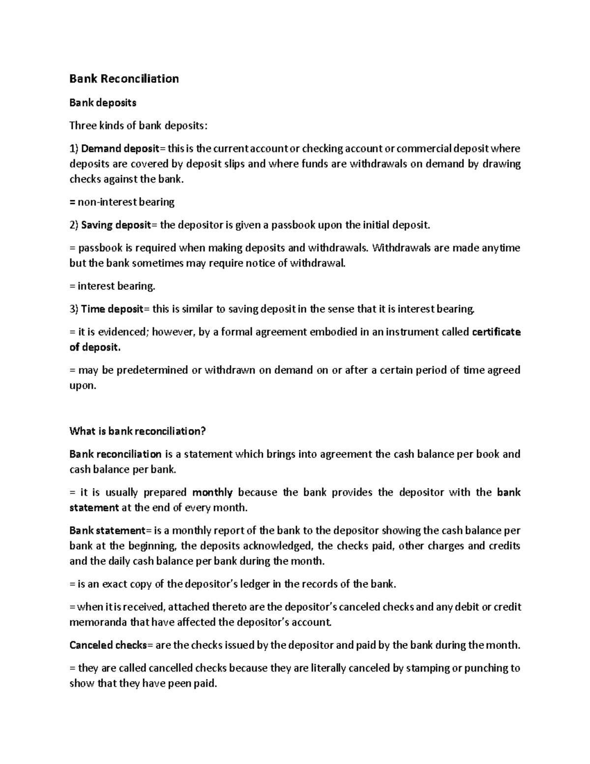 Bank-Reconciliation - Bank Reconciliation Notes Comprehensive ...