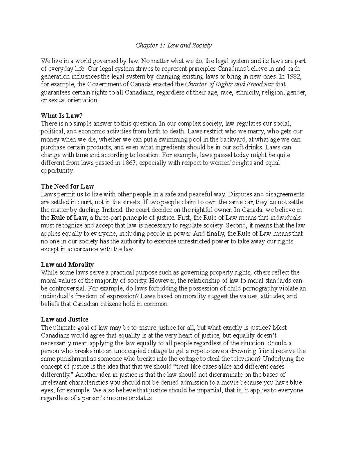 CLN4U_ LAW Unit 1 Summary - Studocu