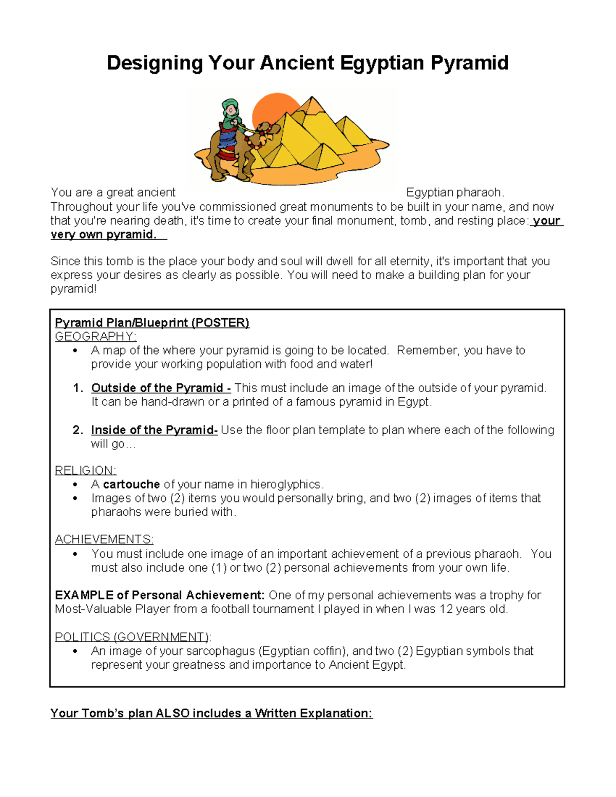 Designing Your Ancient Egyptian Pyramid - Throughout your life you've ...