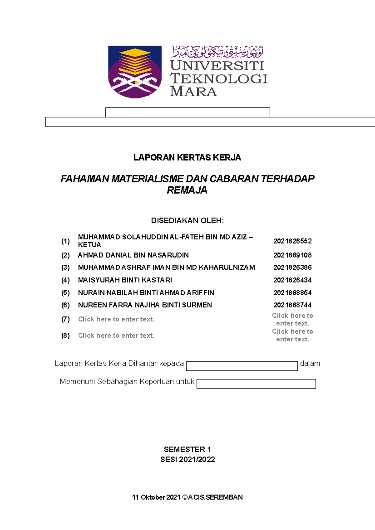 2021826552 N4CS249 Materialisme - LAPORAN KERTAS KERJA FAHAMAN ...