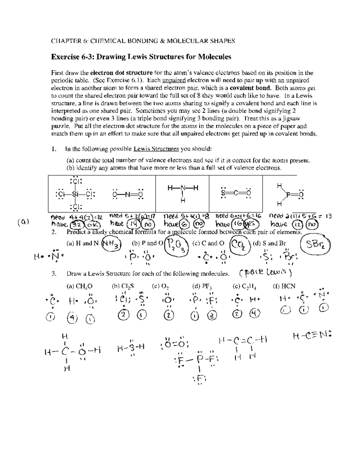 Drawing lewis structures - CHEM 105 - Studocu