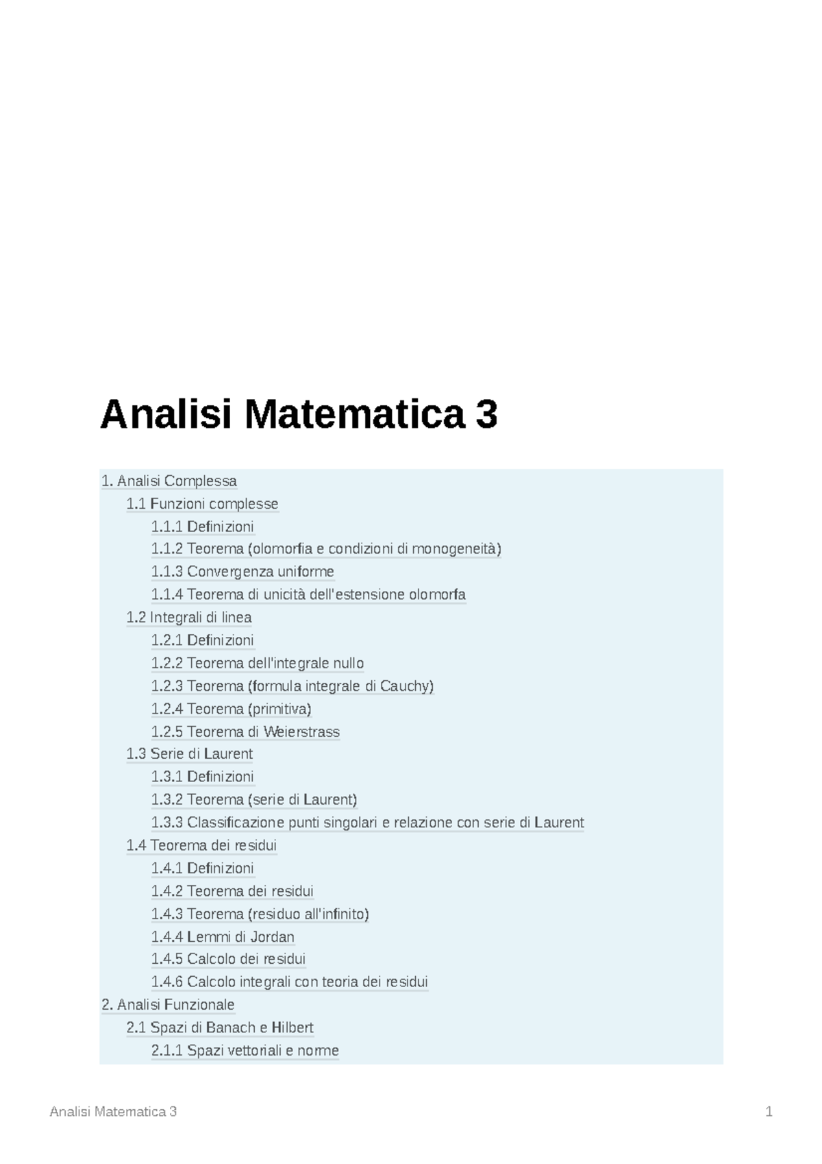 Analisi Matematica 3 - sintesi corso Arioli - Analisi Matematica 3 ...