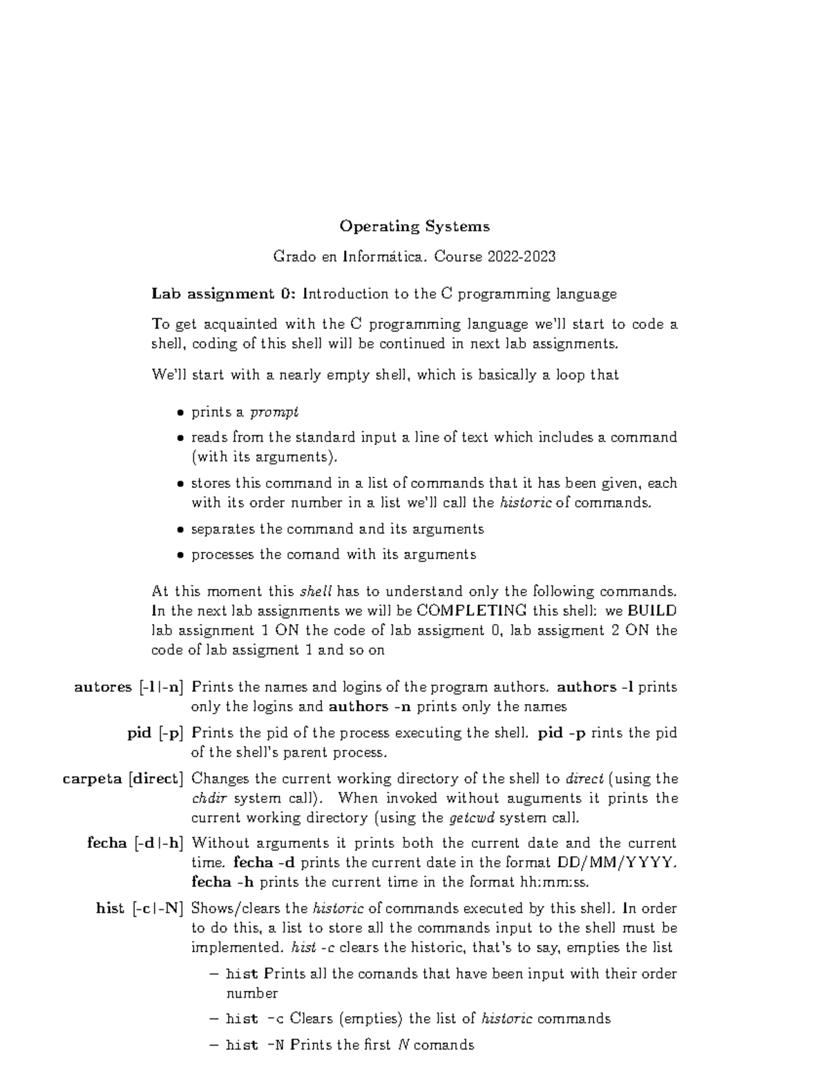 Lab Assignment 0 - final operation - Operating Systems Grado en Inform ...