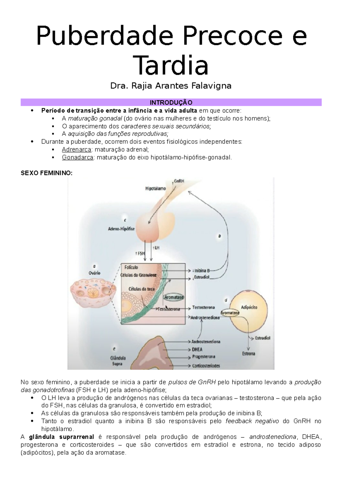 Puberdade Precoce e Tardia - Puberdade Precoce e Tardia Dra. Rajia ...