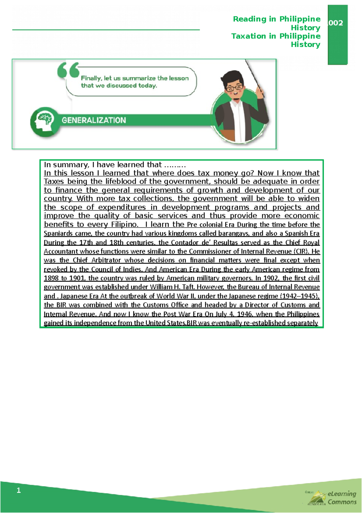 04-GE 2-WEEK 15- Generalization - In summary, I have learned that ......... In this lesson I ...