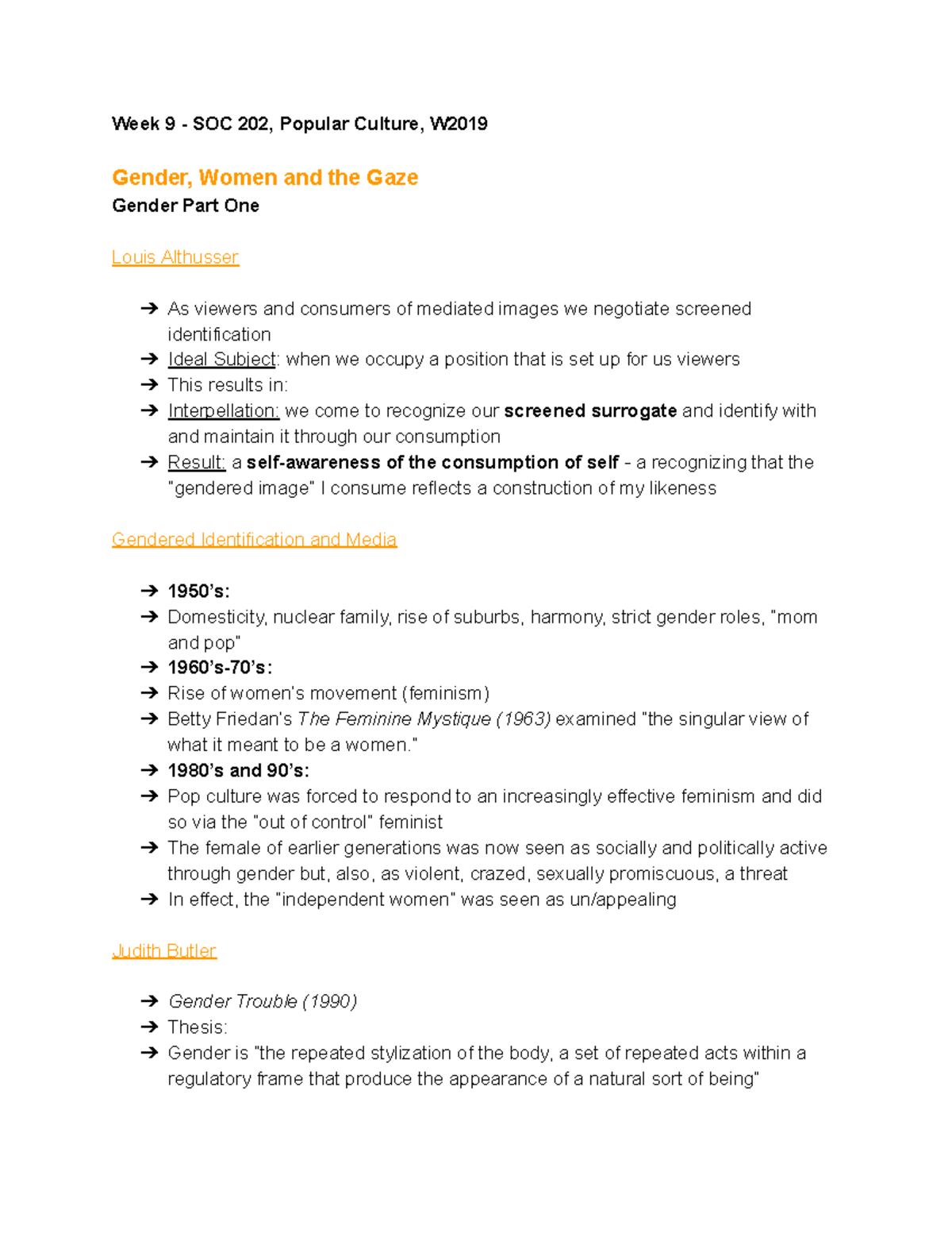 Week 9 - SOC 202 - notes for SOC 202 - Week 9 - SOC 202, Popular ...