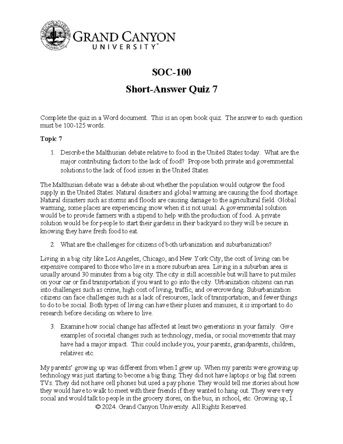 SOC-100.Short-Answer Quiz 7 1-8-18 - SOC- Short-Answer Quiz 7 Complete ...