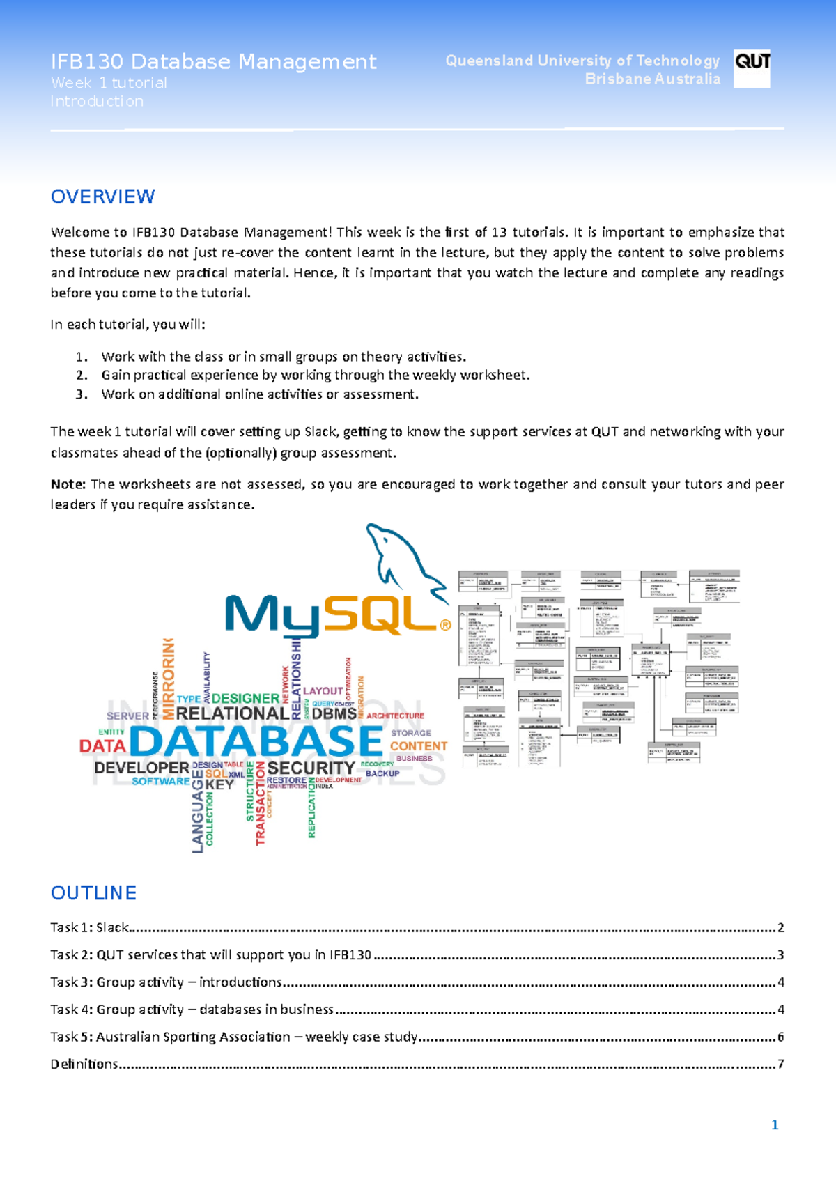 Wk1 tute1 worksheet - IFB130 Database Management Week 1 tutorial ...