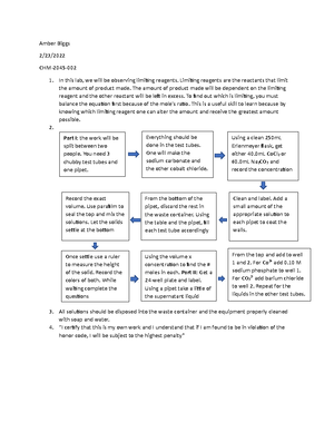 Gen Chem Lab 13 - Lecture Notes - CHM 2045L - Studocu