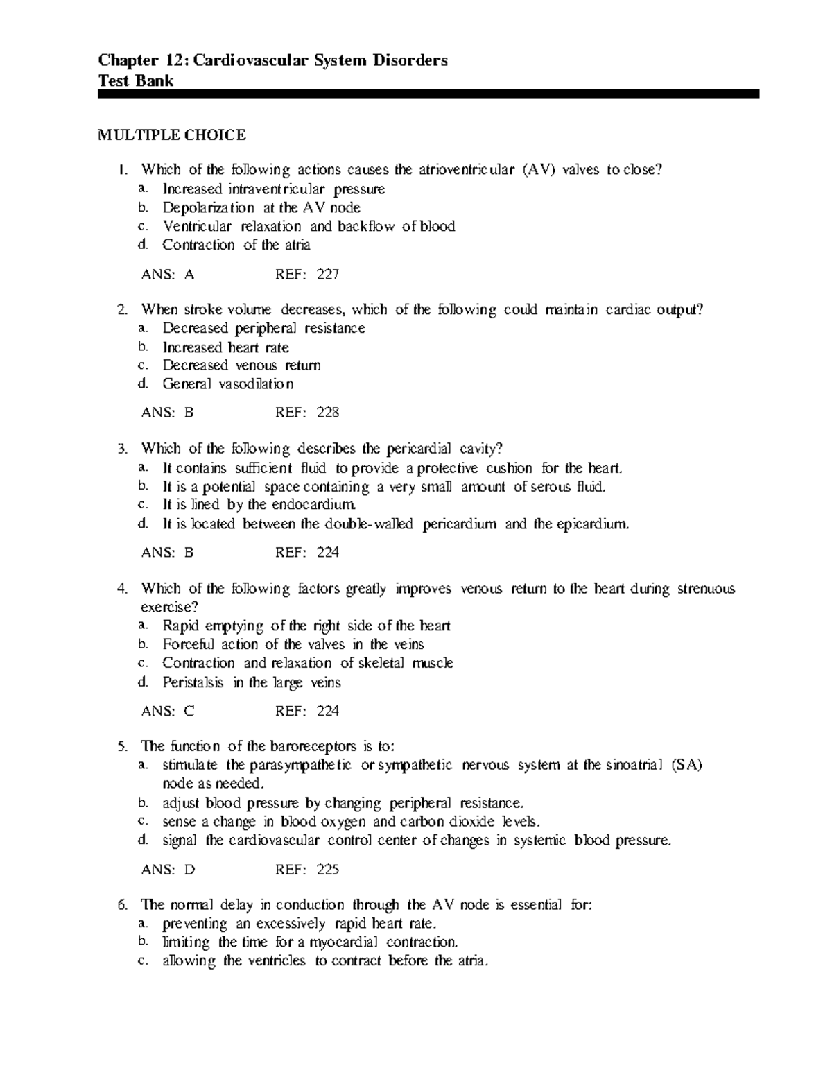 Cardiovascular System Disorders Test Bank - Studocu