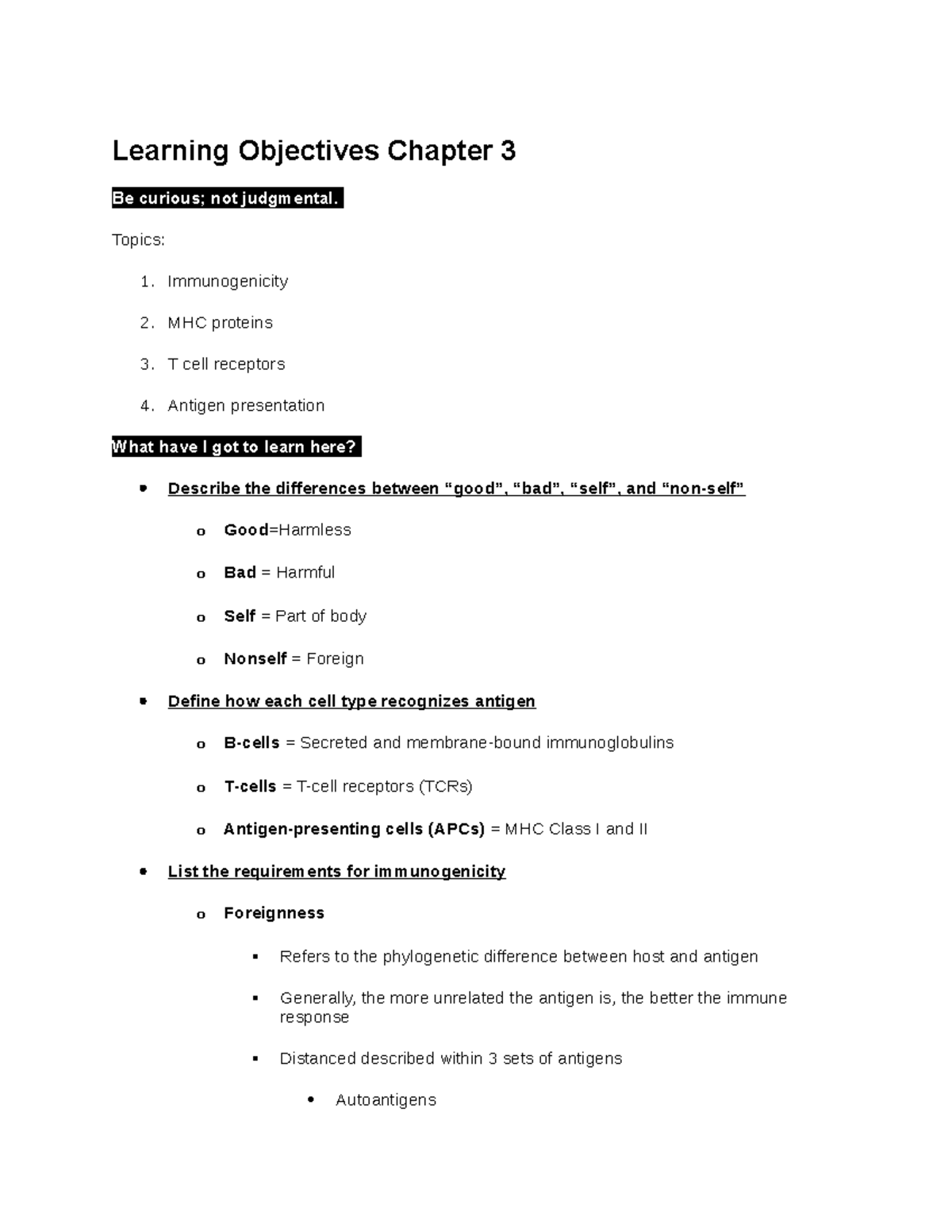 Learning Objectives Chapter 3 Filled - Learning Objectives Chapter 3 Be ...