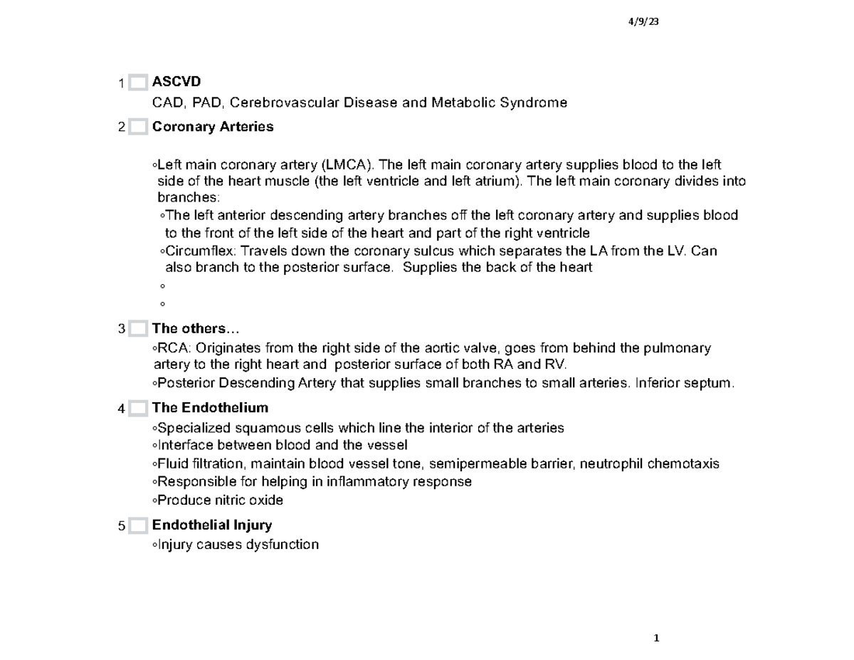 ASCVD CAD PAD Cerebrovascular Disease and Metabolic Syndrome - Studocu