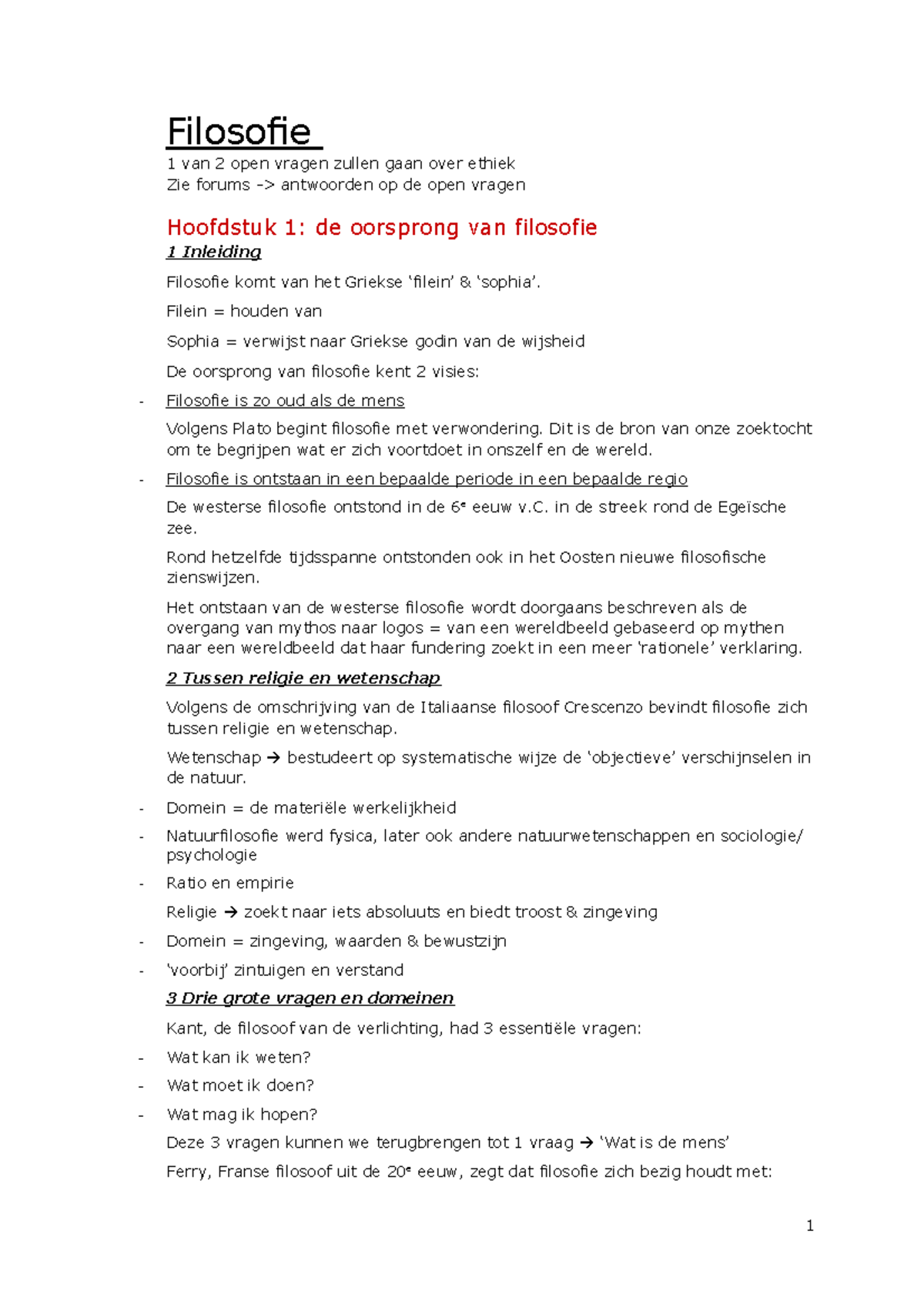 Sam filosofie - Filosofie 1 van 2 open vragen zullen gaan over ethiek Zie forums -> antwoorden ...