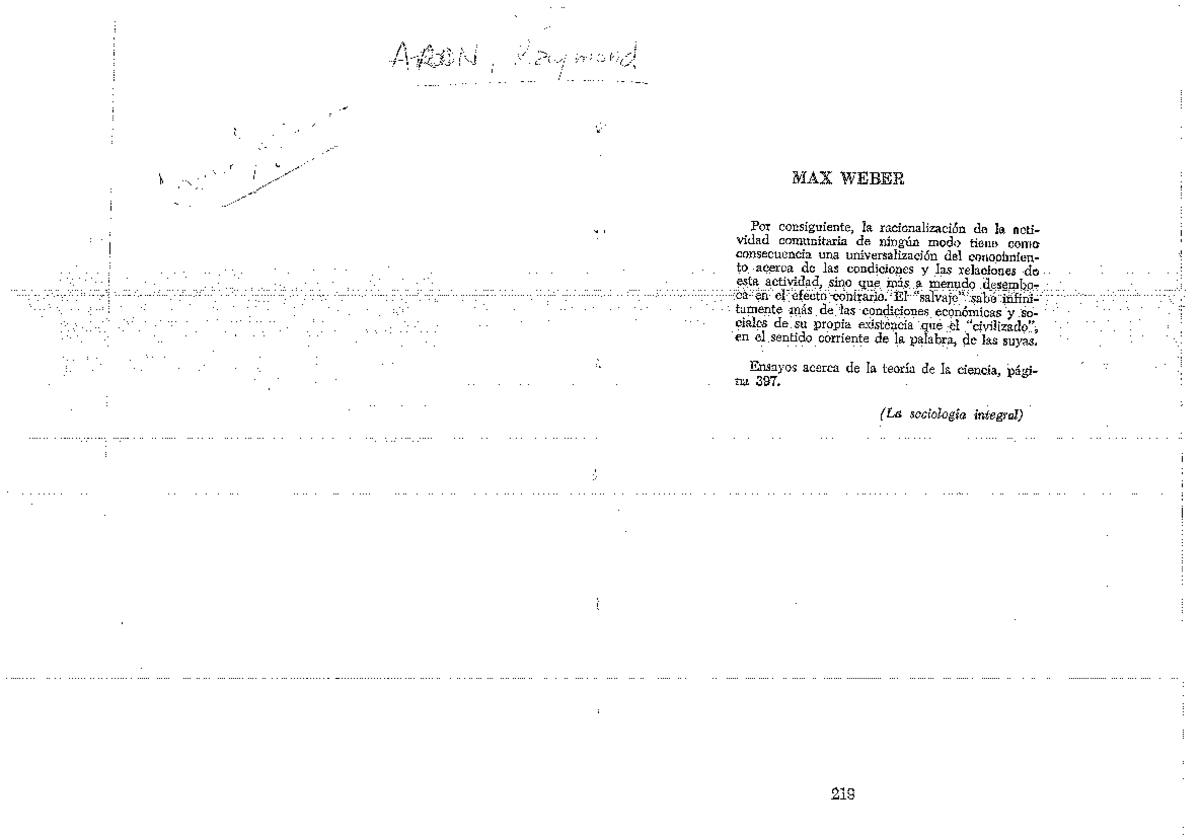 Aron Raymond - Weber (I. Sociología) - Psicología Social - Studocu