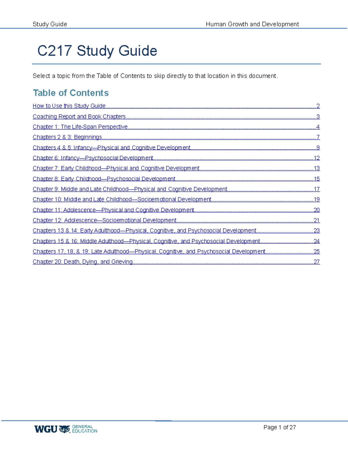 Study Guide Human Growth and Development C217 - Studocu