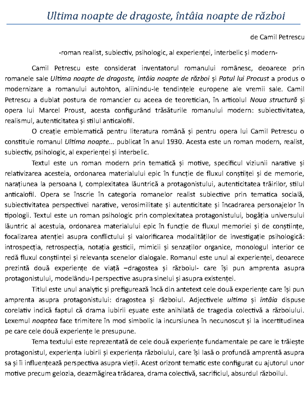 Ultima noapte de dragoste - Camil Petrescu a dublat postura de ...