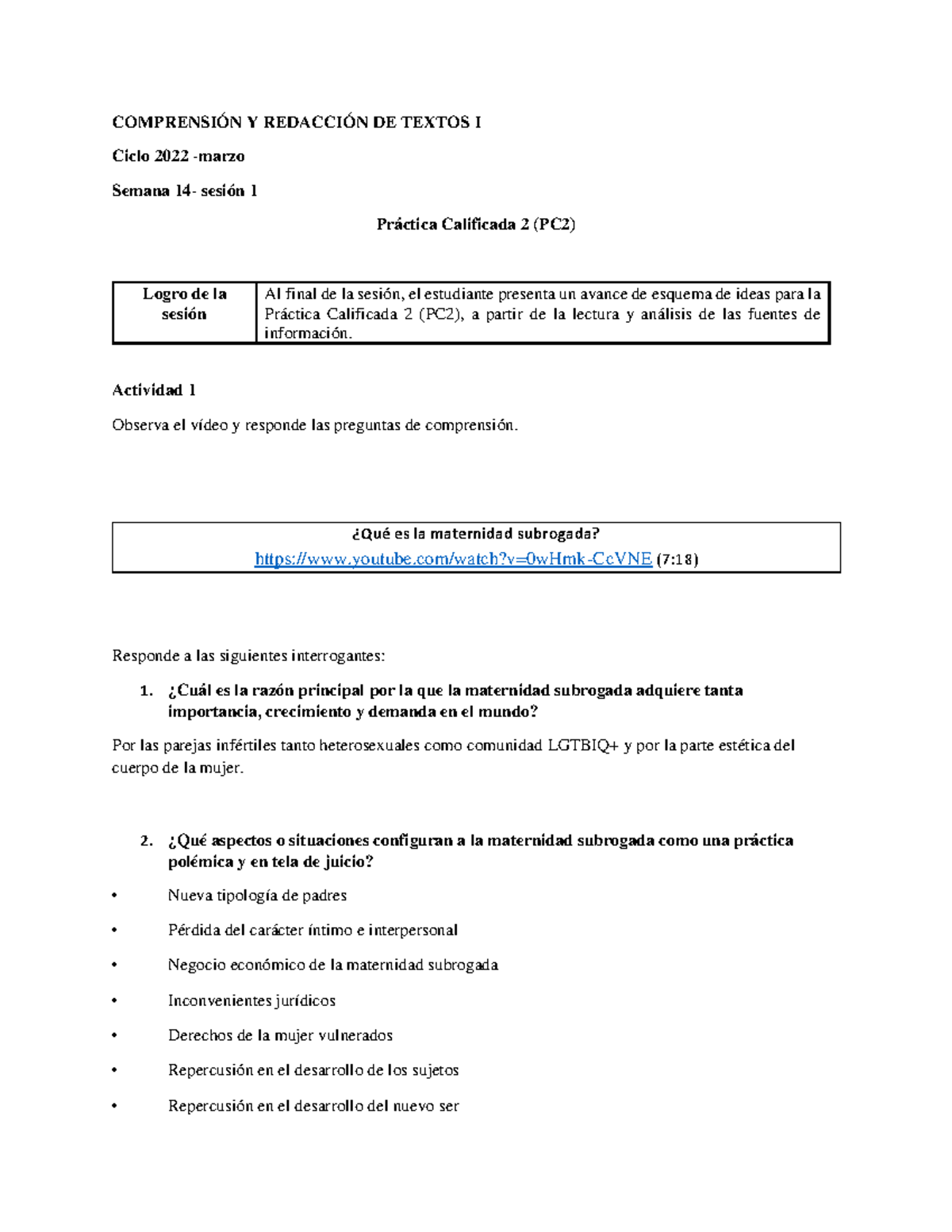 S14s1-PC2-Organizador de ideas - COMPRENSIÓN Y REDACCIÓN DE TEXTOS I ...