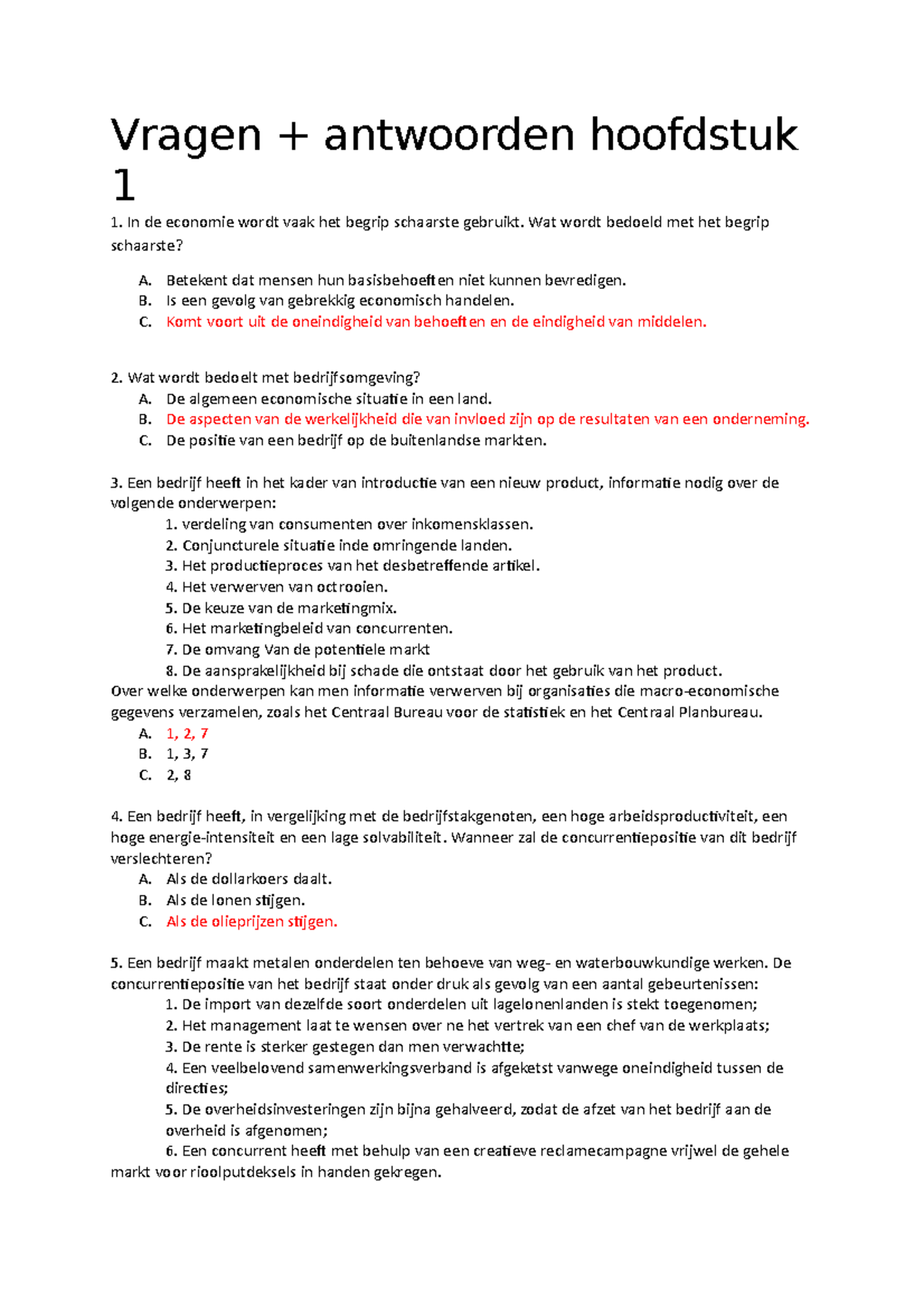 Vragen en antwoord voor algemene economie h1 - Vragen + antwoorden hoofdstuk 1 In de economie ...