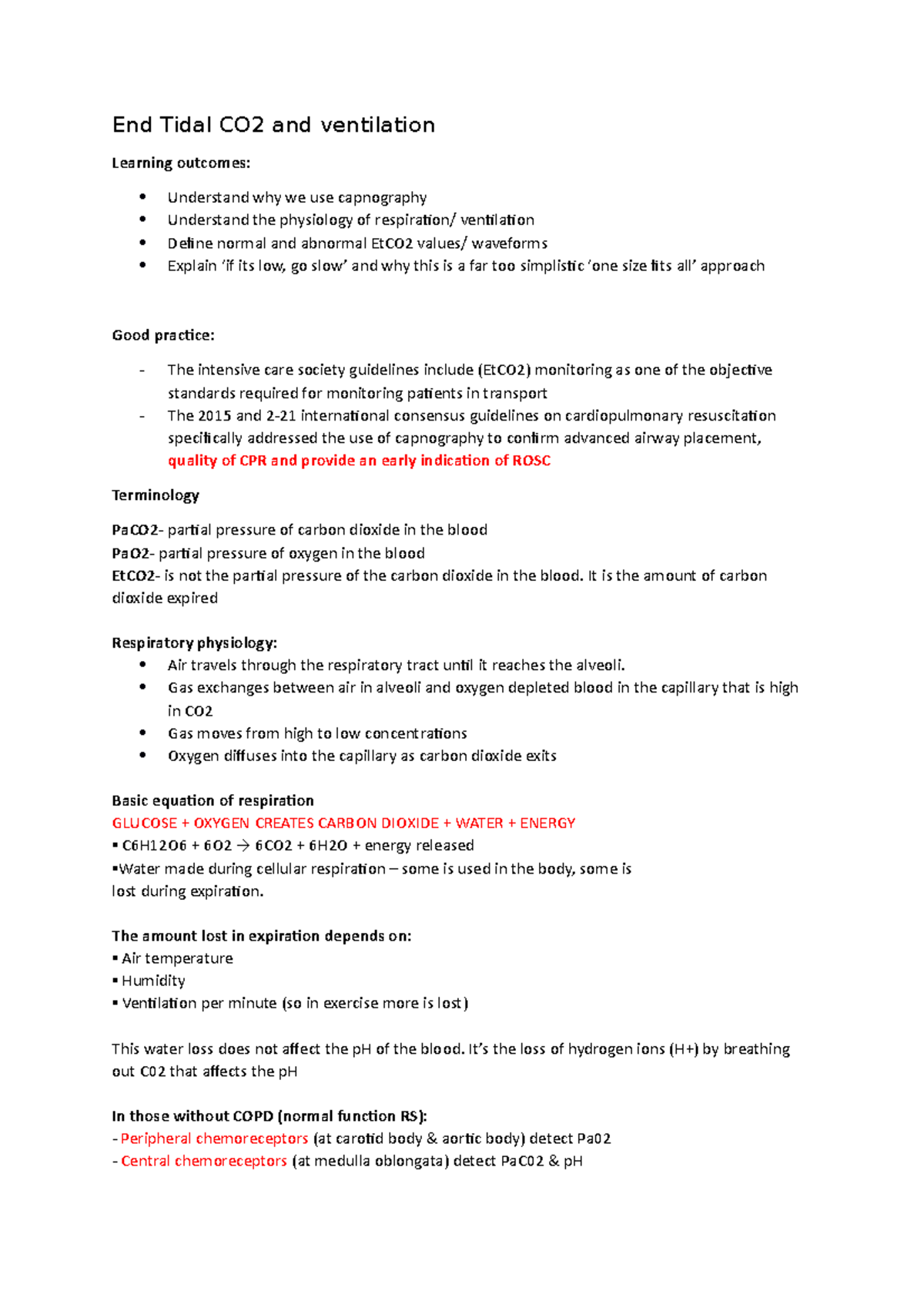 End Tidal CO2 and ventilation - End Tidal CO2 and ventilation Learning ...