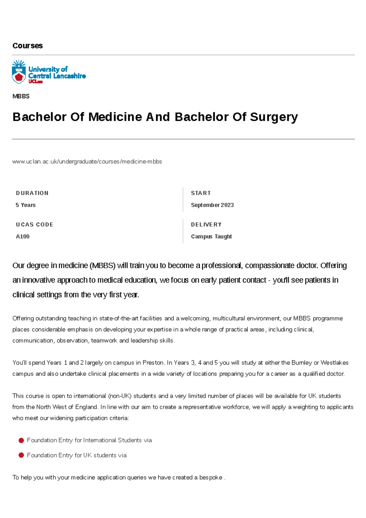 Bachelor of medicine and bachelor of surgery mbbs - Courses - Studocu