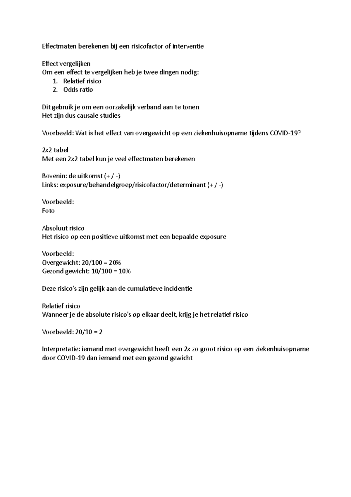 Effectmaten berekenen bij een risicofactor of interventie - Relatief ...