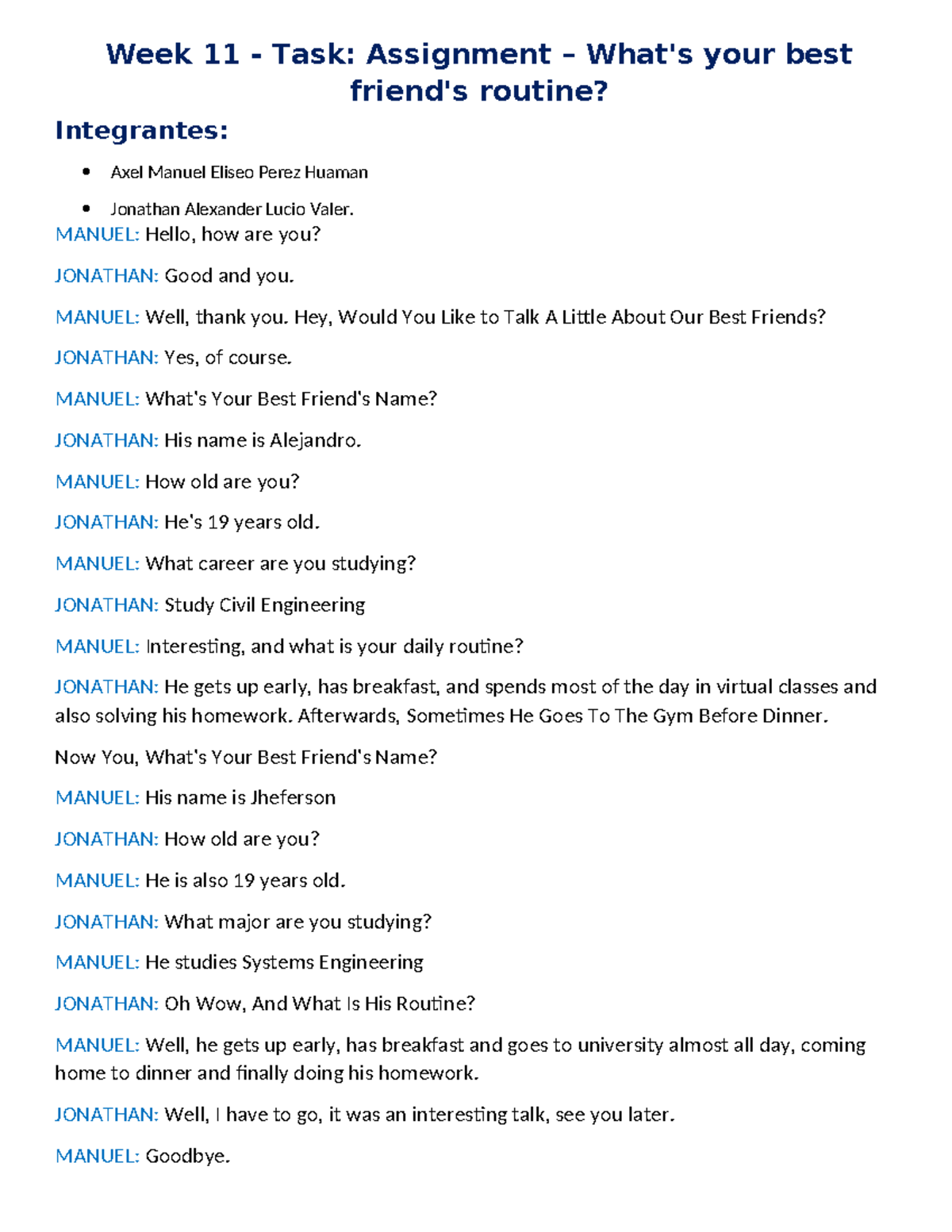 Week 11 - Week 11 - Task: Assignment – What's your best friend's ...