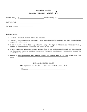 MATH152S24Solutions 1A - Math 152, Spring 2024 Common Exam I - Version ...