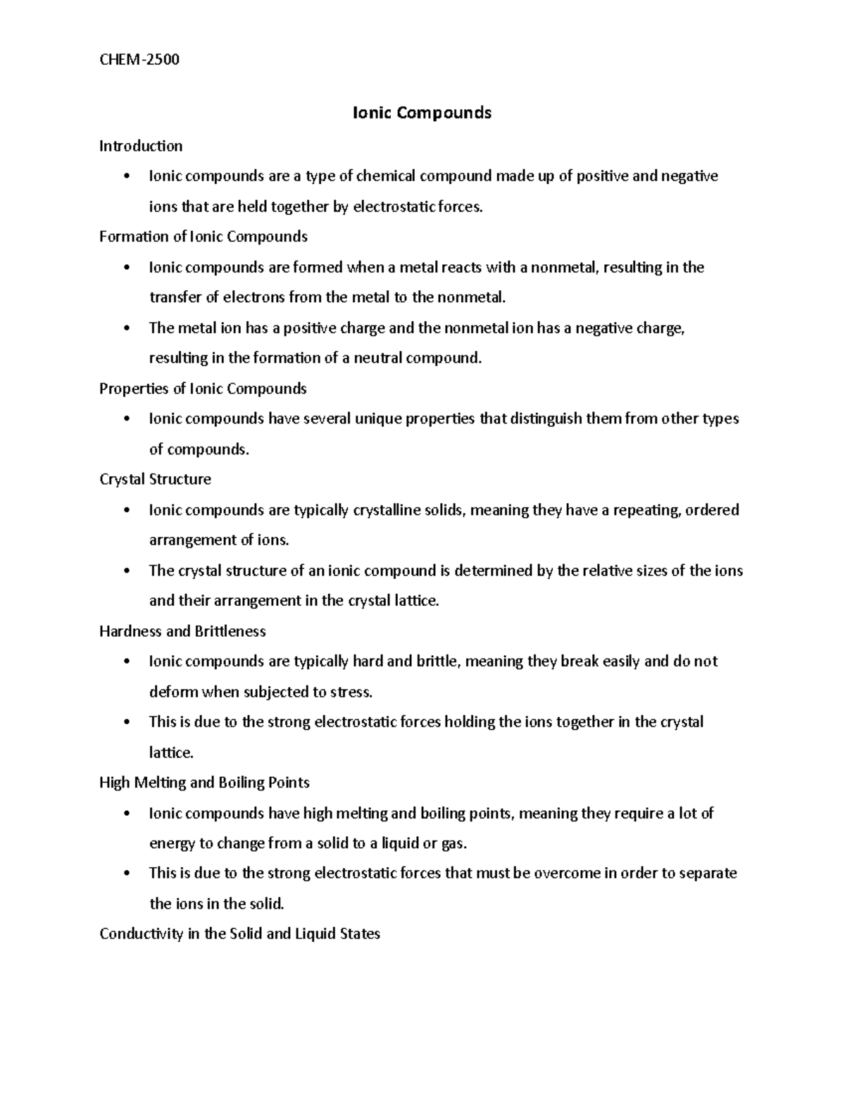 Ionic Compounds - Formation of Ionic Compounds Ionic compounds are ...