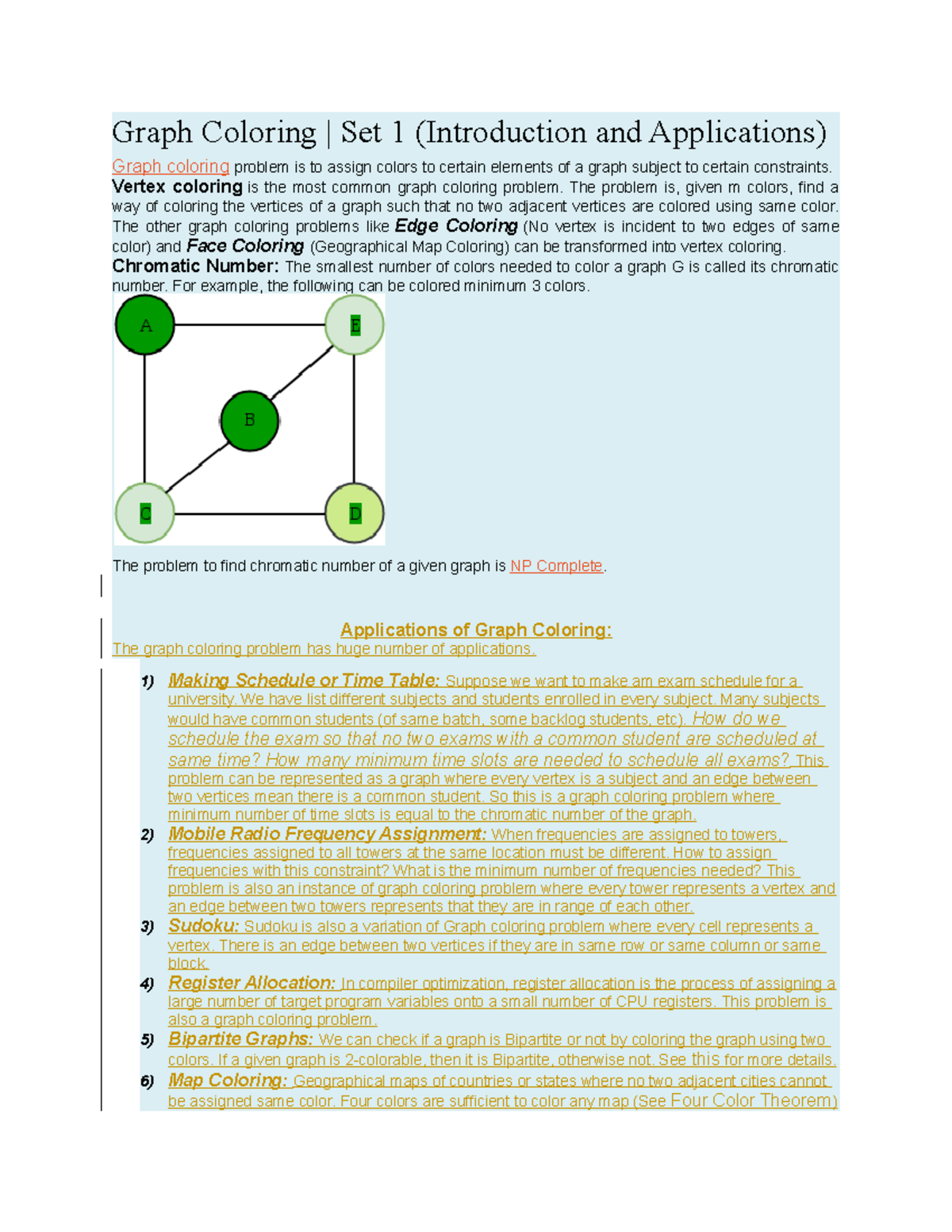Graph Coloring Thory 1 - klkkkkkkkkkkkkkkkkkjjkj - Graph Coloring | Set ...