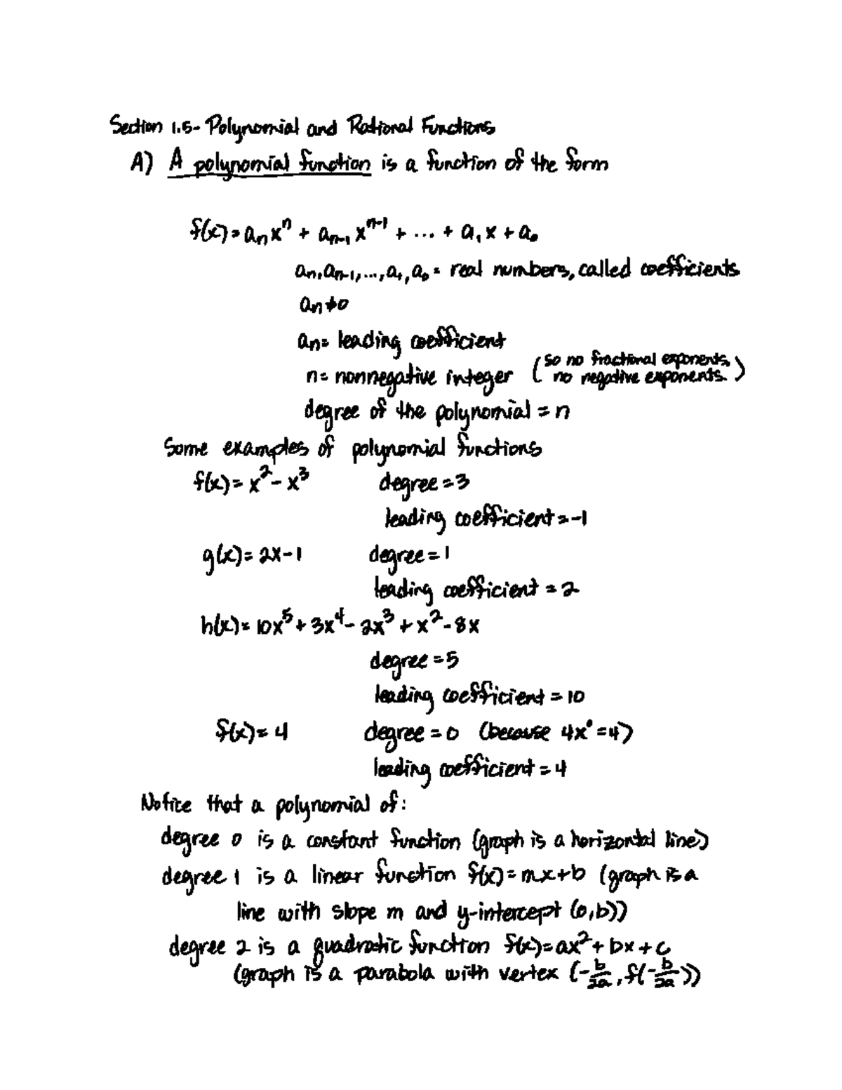 Section 1.5 - Polynomial and Rational Functions - Math 125.3 - Studocu