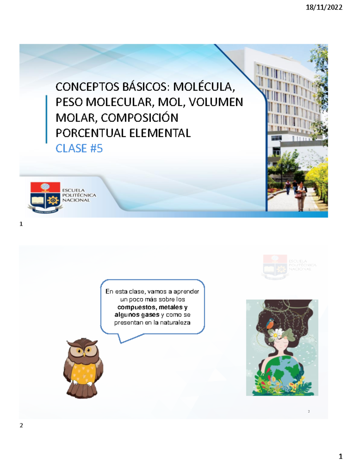 Clase 5 Diapositivas - CONCEPTOS BÁSICOS: MOLÉCULA, PESO MOLECULAR, MOL ...