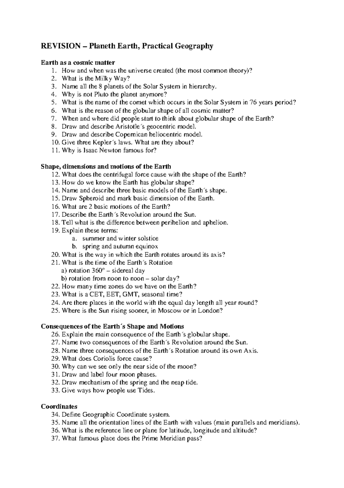 Revision Planet Earth, Practical Geography - REVISION – Planeth Earth ...