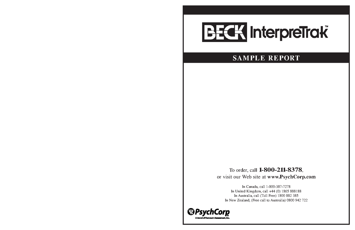 Beck Sample Rpt according to Requirement - Psychology - BU - Studocu