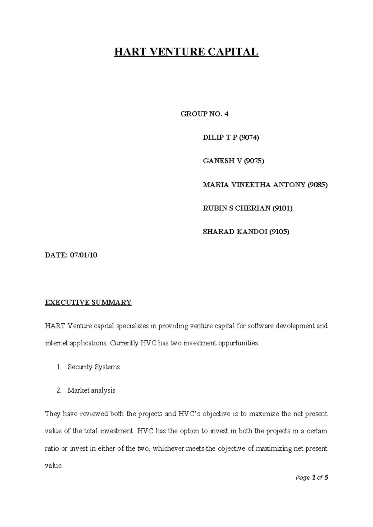 HART Venture Capital - case study - HART VENTURE CAPITAL GROUP NO. 4 ...