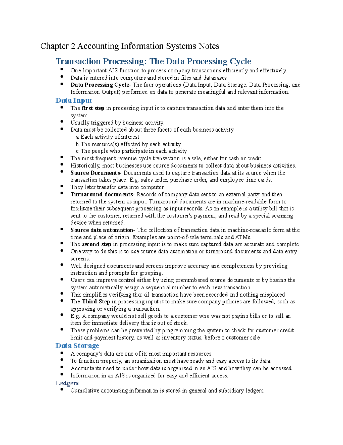 Chapter 2 - Summary Accounting Information Systems - Chapter 2 ...
